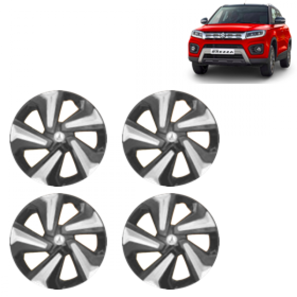 Premium Quality Car Full Wheel Cover Caps Clip Type 12 inches 30.48 cm Corona D Double Colour Silver Black For Brezza for Maruti Suzuki Vitara Brezza Parts Big Boss