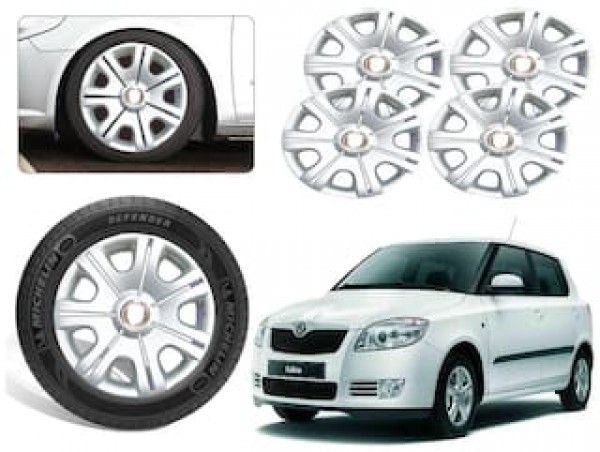 Premium Quality Car Full Wheel Cover Caps Silver OE Type 14 inches 35.56 cm Press Type Fitting For Fabia Set of 4 for Skoda Fabia Parts Big Boss