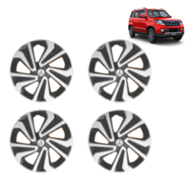 Premium Quality Car Full Wheel Cover Caps Clip Type 15 inches 38.1 cm Corona A Double Colour Silver Black For TUV 300 for Mahindra TUV 300 Parts Big Boss